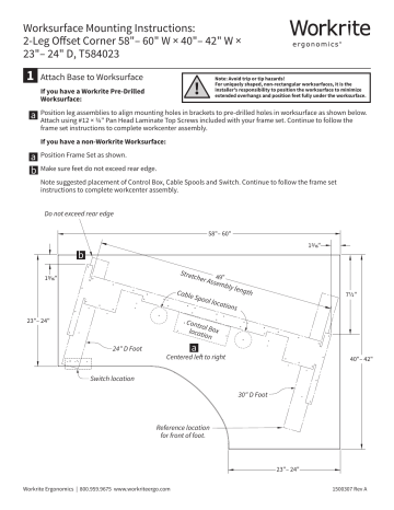 Workrite 2-Leg Offset Corner 58″-60″Wx40″-42″Wx23″-24″D, T584023 ...
