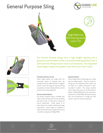 Human Care General Purpose sling Product information | Manualzz