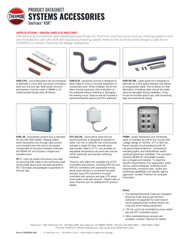 Thermon SnoTrace KSR System Accessories Product data sheet | Manualzz