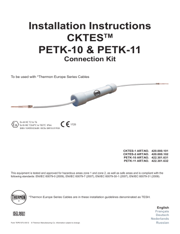 Thermon CKTES Installation Instructions | Manualzz