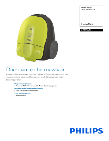 Philips FC8390/01 Impact Stofzuiger met zak Productdataset | Manualzz