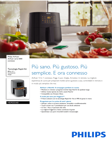 Philips HD9255/60 Airfryer Airfryer serie 5000 connesso Scheda tecnica ...