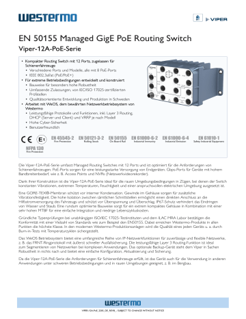 Westermo Viper-112A-P8-HV EN 50155 Managed PoE Switch Datenblatt | Manualzz