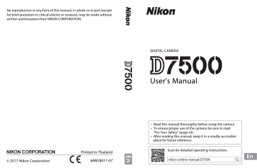 Nikon D7500 User Manual | Manualzz