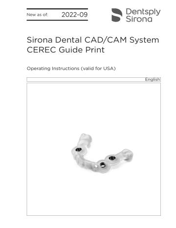 Dentsply Sirona CEREC Guide Print Instructions for use | Manualzz