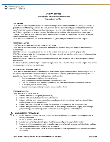 Dentsply Sirona OSSIX BREEZE Instructions for use | Manualzz