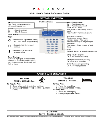Paradox K38 Quick Start | Manualzz
