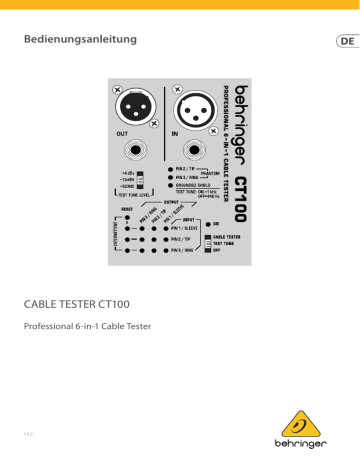Behringer CT100 Cables and Connector Bedienungsanleitung | Manualzz