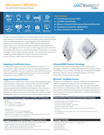 BEC 8232 5G sub-6 GHz Outdoor Router Datasheet | Manualzz