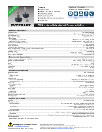 Bourns EM14 Encoder Product sheet | Manualzz