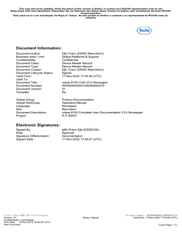 Roche cobas 8100 Automated Tip Loader Brugermanual | Manualzz