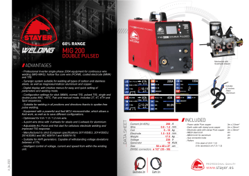 Stayer MIG 200 DOUBLE PULSED DOUBLE PULSE SYNERGIC MIG - MAG / 200A ...