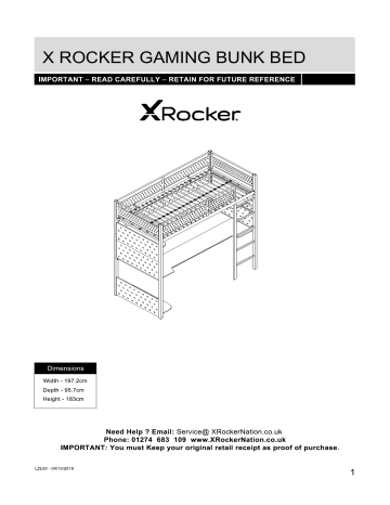 X Rocker Battle Bunk Gaming Bed Instruction Manual | Manualzz