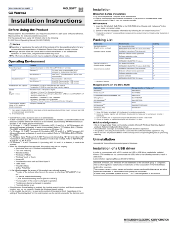 Mitsubishi Electric GX Works3 Installation Instructions | Manualzz