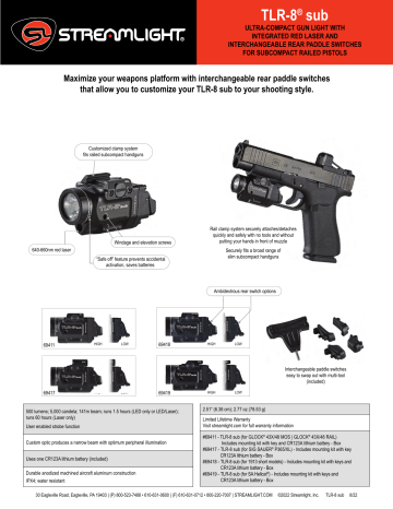 Streamlight TLR-8® sub Data Sheet | Manualzz