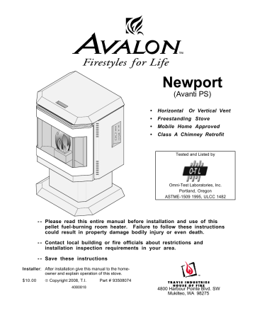 Avalon Firestyles Newport Owner's Manual | Manualzz