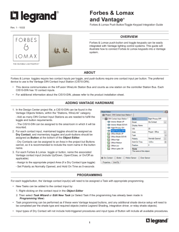 Legrand Forbes & Lomax and Vantage User Guide | Manualzz