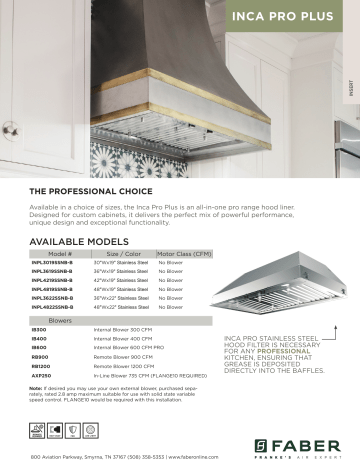 Faber Inca Pro Plus 48 x 22 NB-B THE PROFESSIONAL CHOICE Technical ...