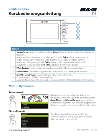 B&G H5000 Graphic Display Schnellstartanleitung | Manualzz