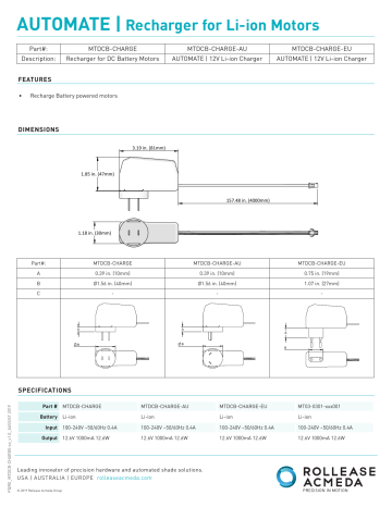 Rollease Acmeda Automate Li-ion 0.2 Quick Reference Guide | Manualzz