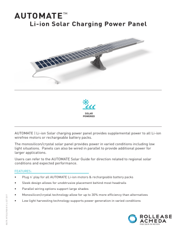 Rollease Acmeda Solar Panel Instructions | Manualzz