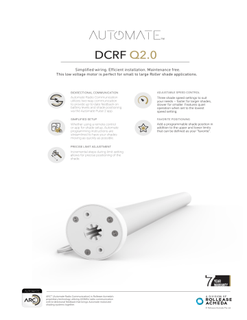 Rollease Acmeda Automate DCRF Q2.0 Quick Reference Guide | Manualzz