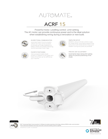 Rollease Acmeda Automate ACRF 15 Quick Reference Guide | Manualzz