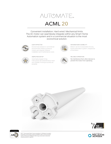 Rollease Acmeda Automate ACML 20 Quick Reference Guide | Manualzz