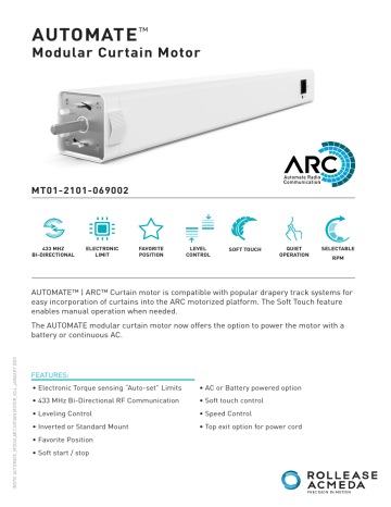 Rollease Acmeda Automate Versa Drapery Installation Manual | Manualzz