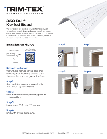 Trim-Tex 350 Bull Kerfed Bead Installation Guide | Manualzz