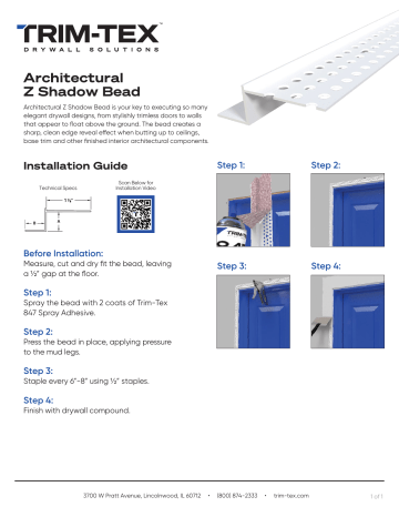 Trim-Tex Architectural Z Shadow Bead Installation Guide | Manualzz