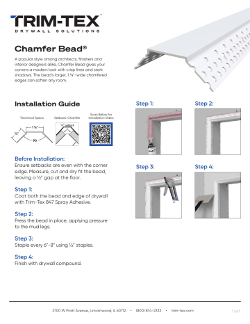 Trim-Tex Chamfer Bead Installation Guide | Manualzz