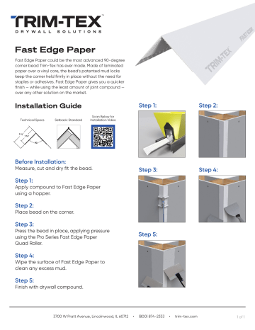 Trim-Tex Fast Edge Paper Installation Guide | Manualzz