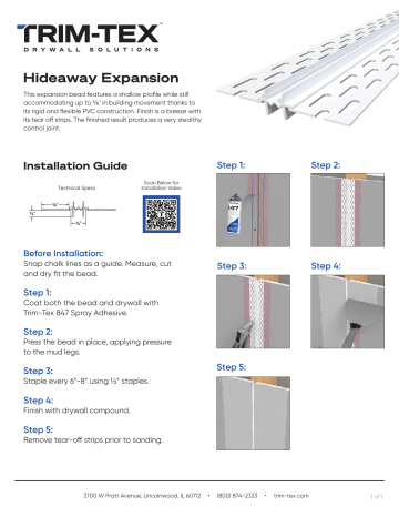 Trim-Tex Hideaway Expansion Installation Guide | Manualzz