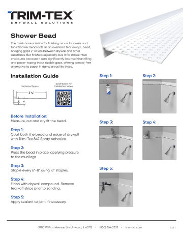 Trim-Tex Shower Bead Installation Guide | Manualzz