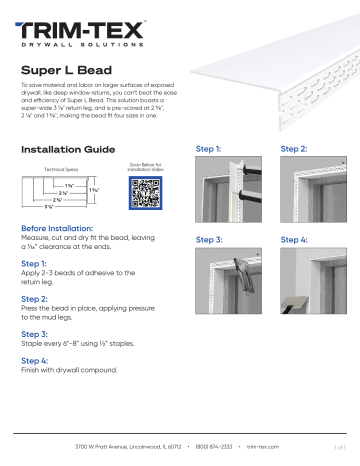 Trim-Tex Super L Bead Installation Guide | Manualzz