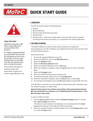 MoTeC M1 Series Quick Start Guide | Manualzz