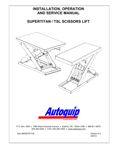 Autoquip Super Titan Scissor Lift Owner Manual | Manualzz
