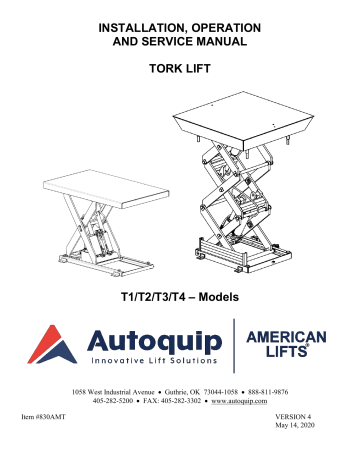 Autoquip Tork Lift Owner Manual | Manualzz