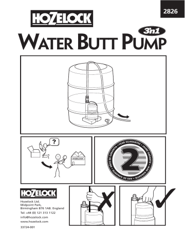 Hozelock 2826 Water Butt Pump Bedienungsanleitung | Manualzz