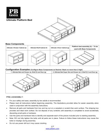 PB Teen Ultimate Platform Bed Assembly Instructions | Manualzz