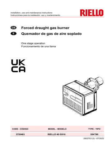 Riello R40 GS10 1/220/60 Installer Manual | Manualzz