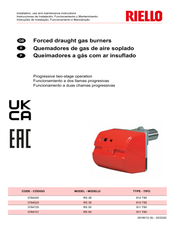 Riello RS 50 TC FS1 3/220-380/60 230/50-60 Installer Manual | Manualzz