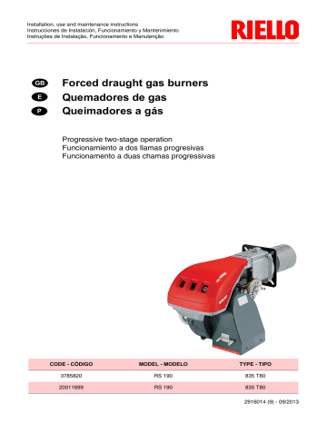 Riello RS 190 TC FS1 3/380/60 230/50-60 Installer Manual | Manualzz