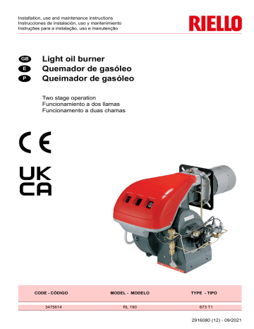 Riello RL 190 TC FS1 3/400/50 230/50-60 Installer Manual | Manualzz