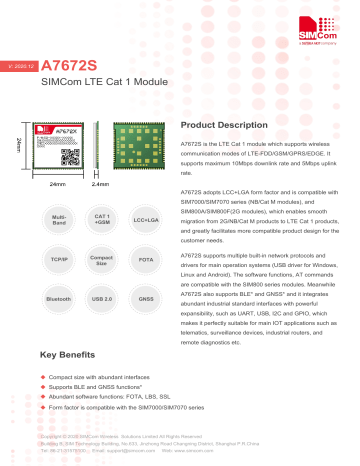 SIMCom A7672X Specification | Manualzz