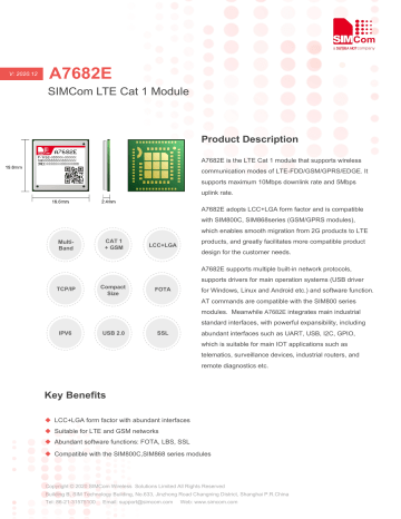 SIMCom A7682E Specification | Manualzz