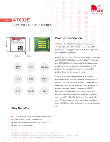 SIMCom A7602X-H(E/SA) Specification | Manualzz
