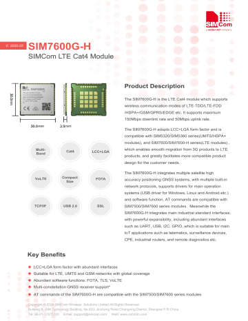 SIMCom SIM7600G-H R2 Specification | Manualzz