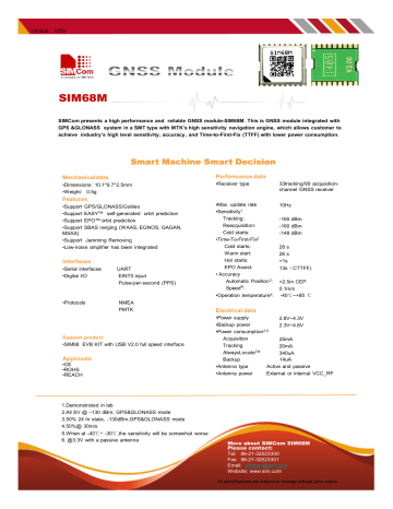 SIMCom SIM68M Specification | Manualzz